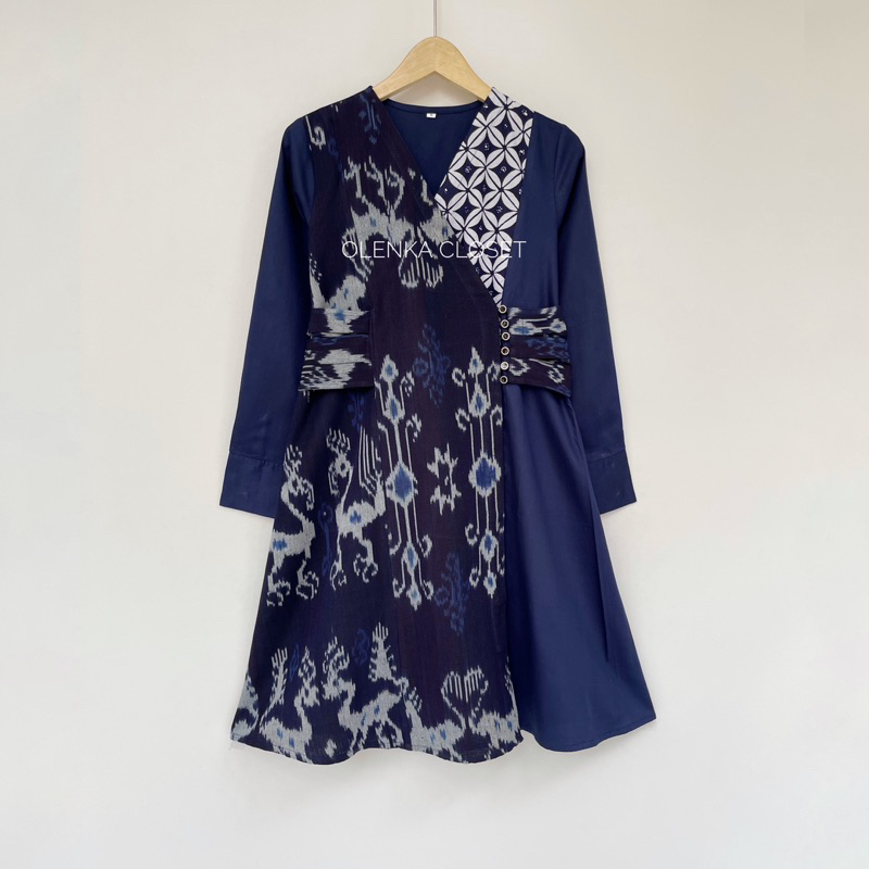 Jual Dress Tunik 95 Tenun Batik Kerja Wanita Modern | Shopee Indonesia