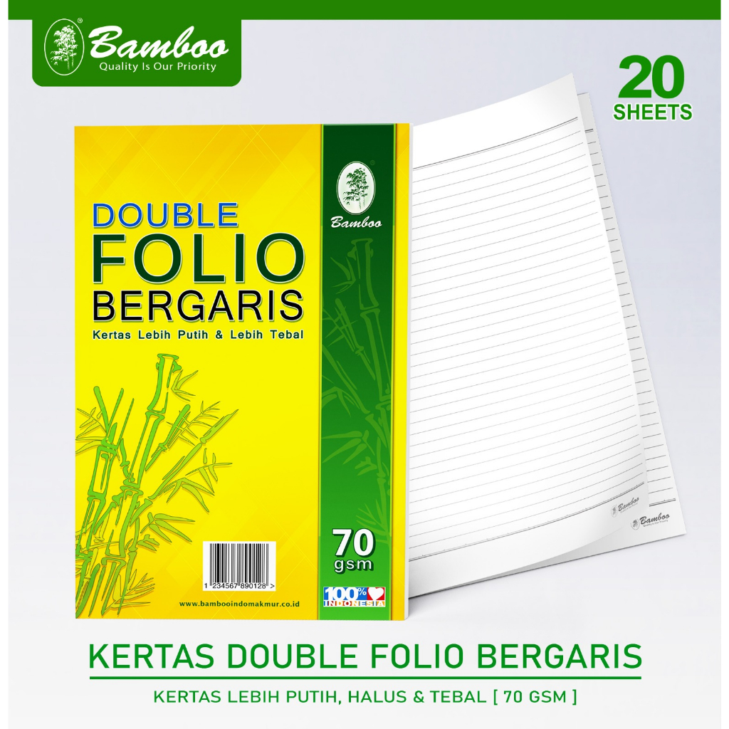 Jual Kertas Double Folio Bergaris Bamboo [20 Sheets] | Shopee Indonesia