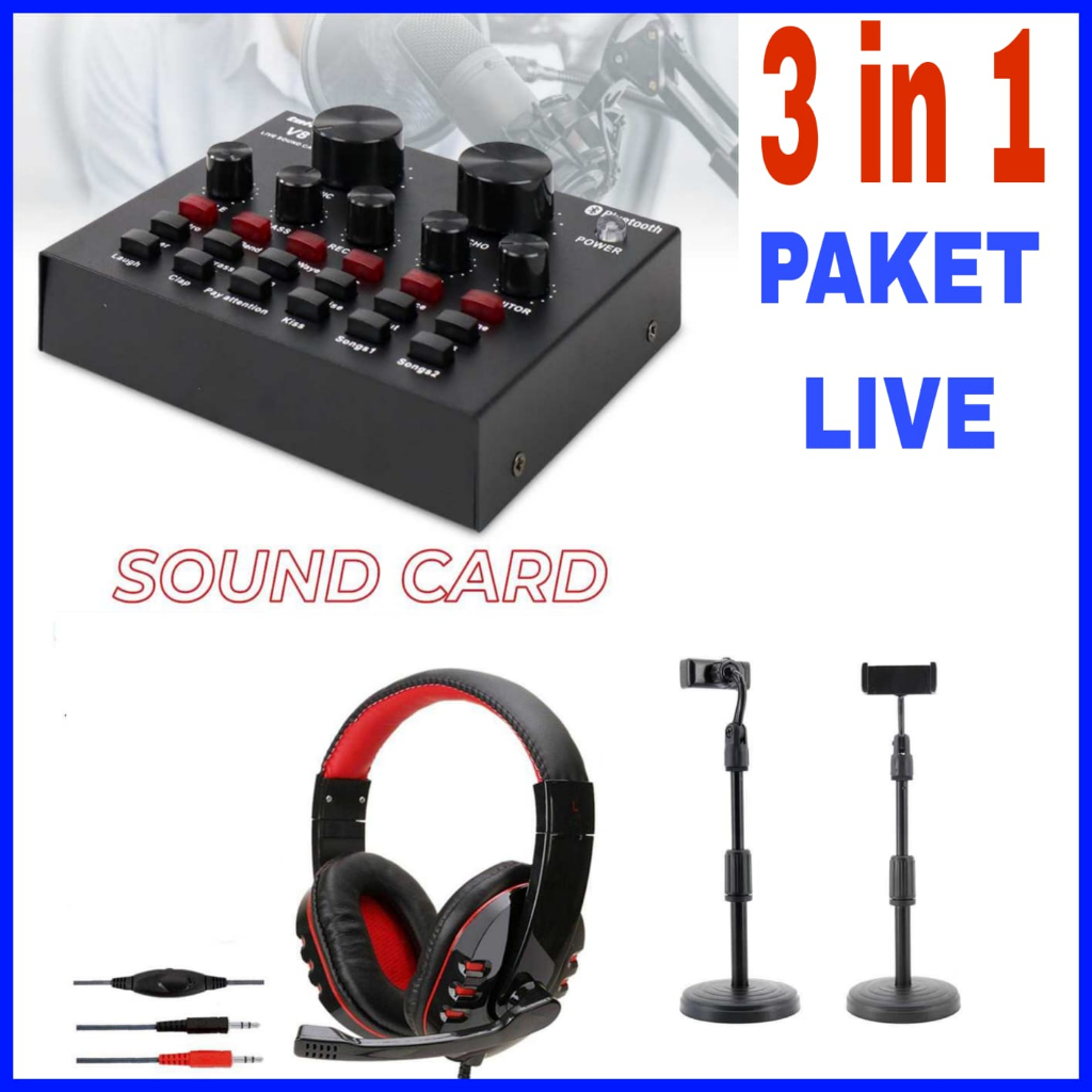 Jual live Soundcard V8 Mixer Bluetooth Audio USB External Sound Card ...