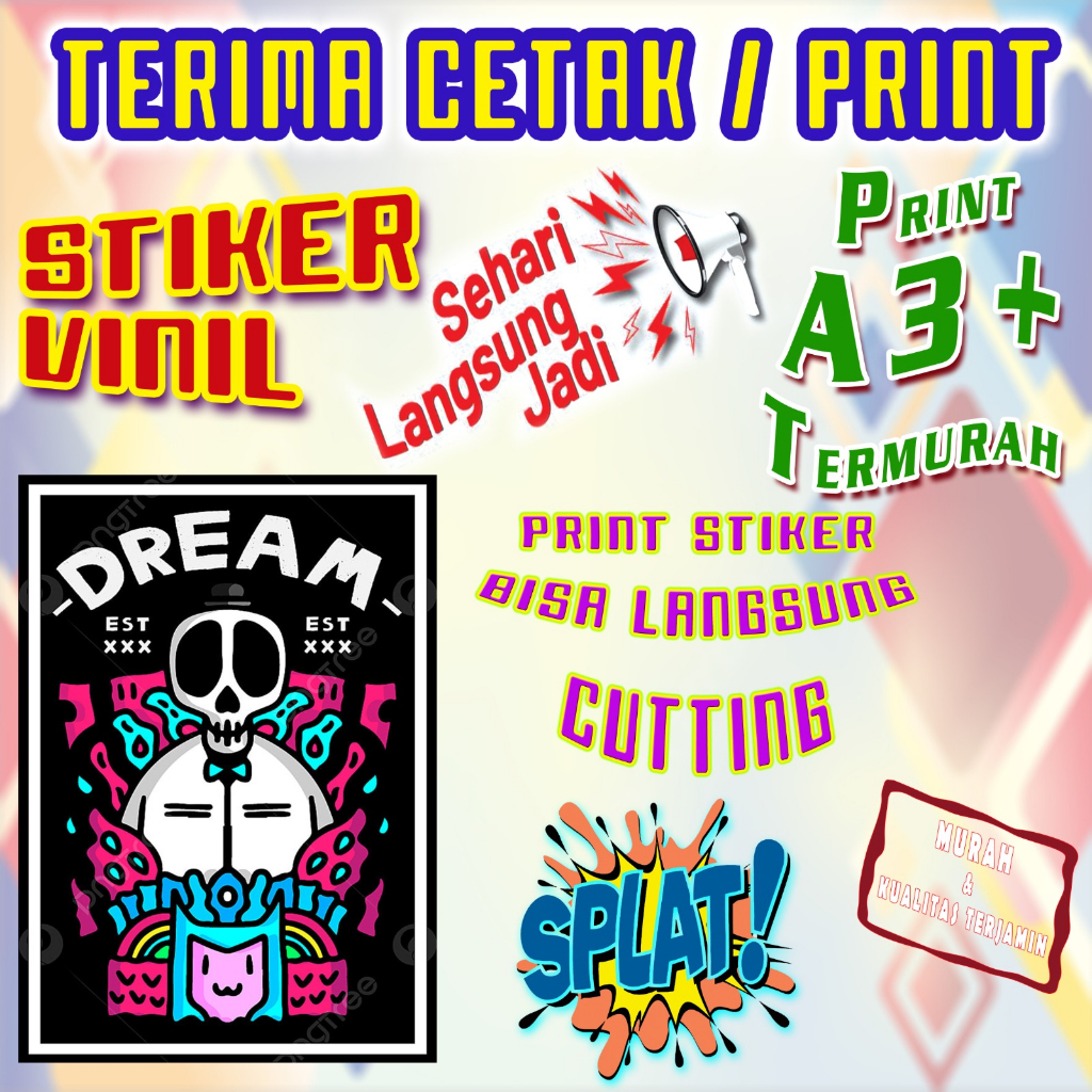 Jual Print A3+ Sticker Vinyl dan Cutting Bisa Custom | Cetak A3 ...