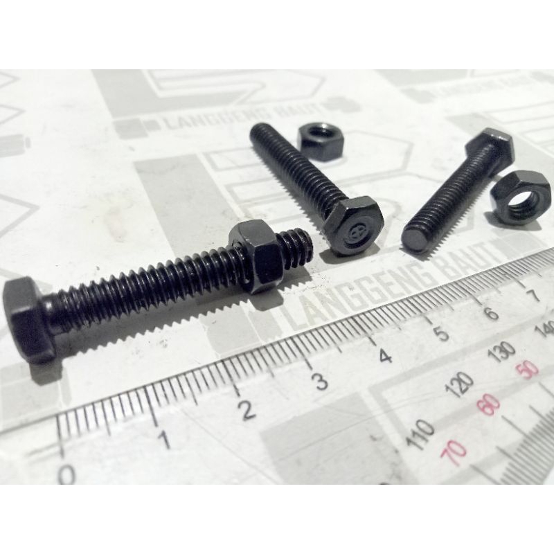 Jual Mur Baut NC 1/4 x 1 1/2 / Kunci 10 Panjang 4cm Hitam NC 1/4x1½ ...