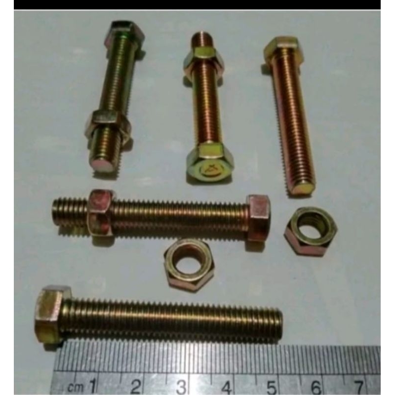 Jual BAUT + MUR KUNING BMK M8 X 50 MM ( KUNCI 12 ) | Shopee Indonesia