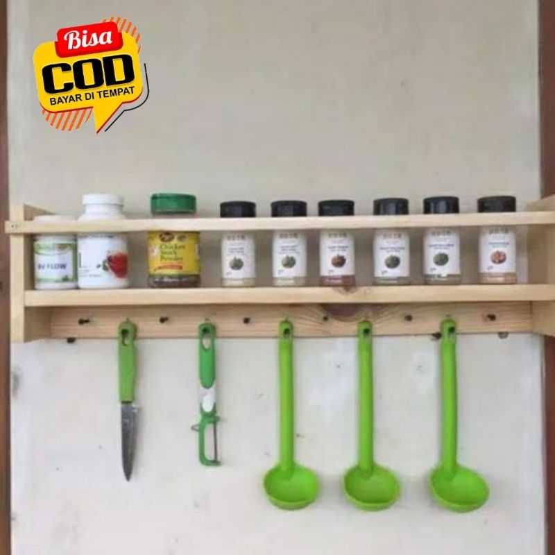 Jual Rak bumbu / Rak bumbu kayu / Rak bumbu dapur lengkap cantolan ...