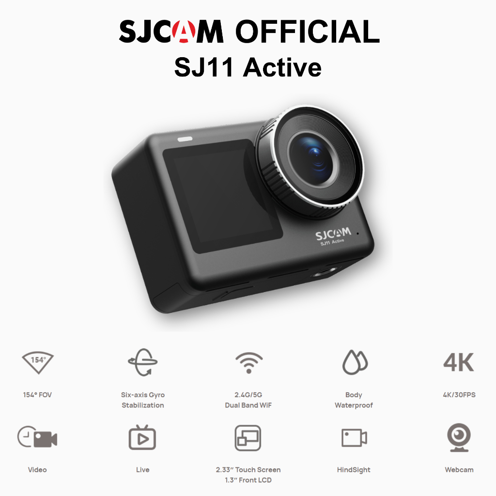 Jual SJCAM SJ11 Active dual cam kamera aksi layar ganda aktif anti ...