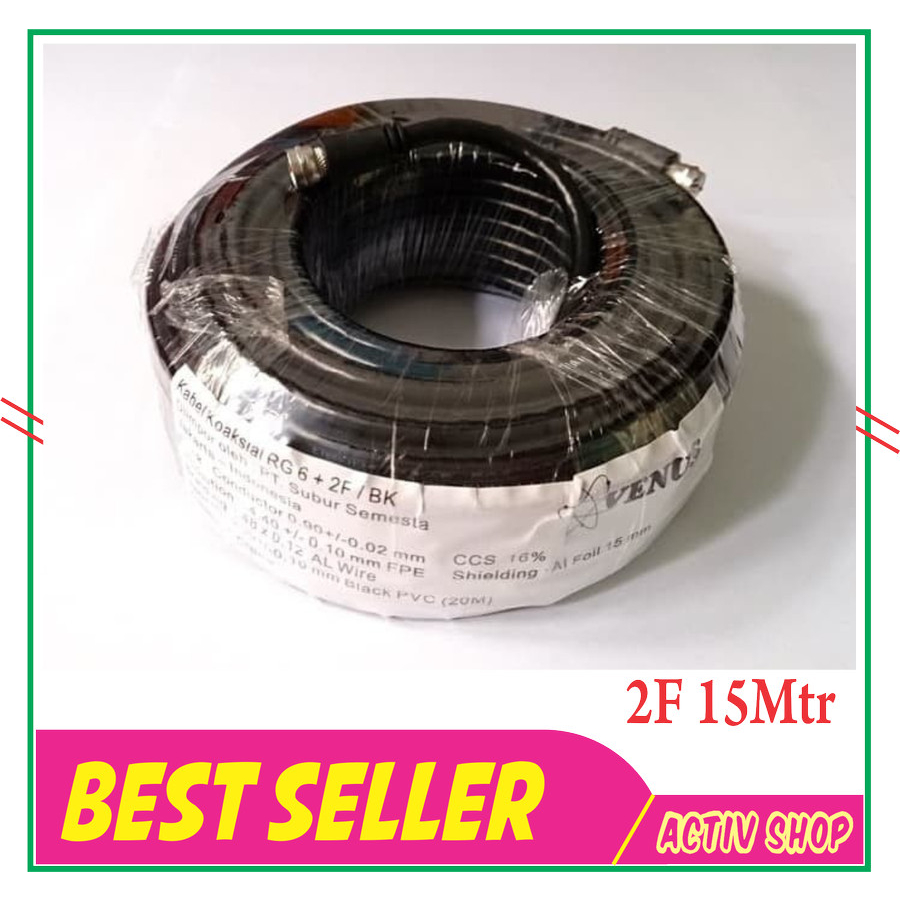 Jual Venus Kabel Coaxial RG6+2F 15meter ( buat parabola ) | Shopee Indonesia