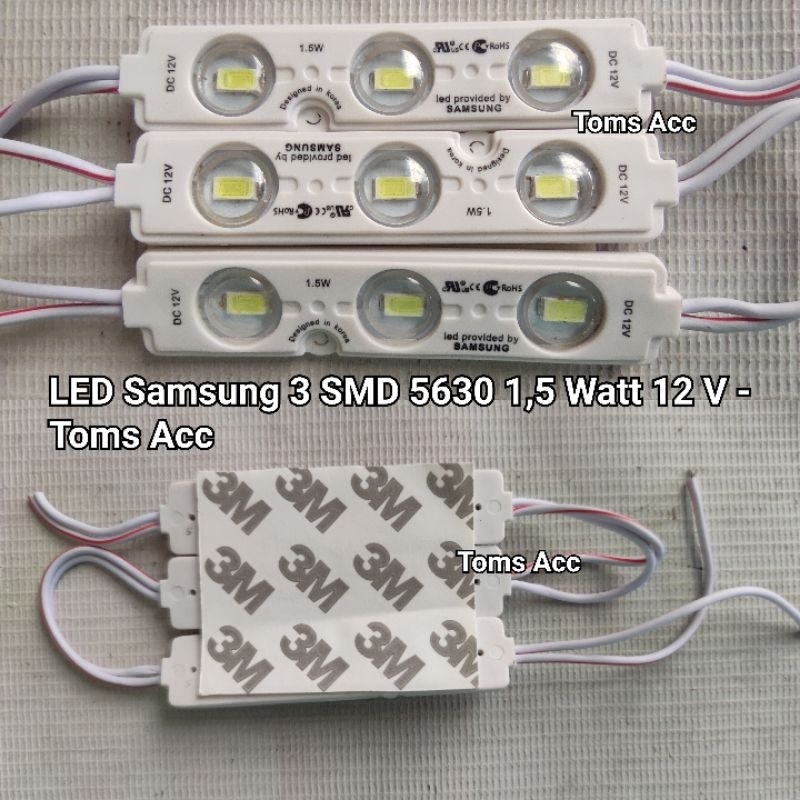 Jual Lampu LED Samsung 3 Titik SMD 5630 1,5 Watt 12 Volt Saso White Nyala Putih | Shopee Indonesia