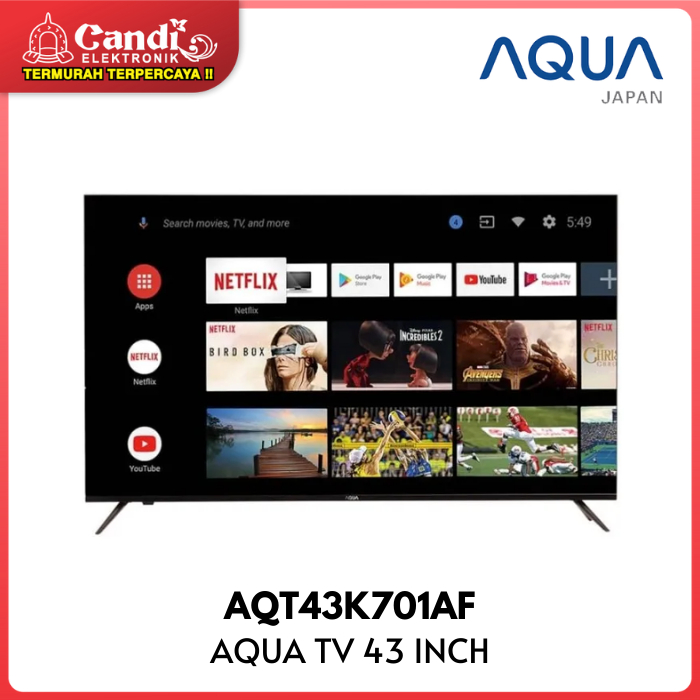 Jual TV AQUA AQT43K701AF ANDROID TV HD LED TV 43 INCH | Shopee Indonesia