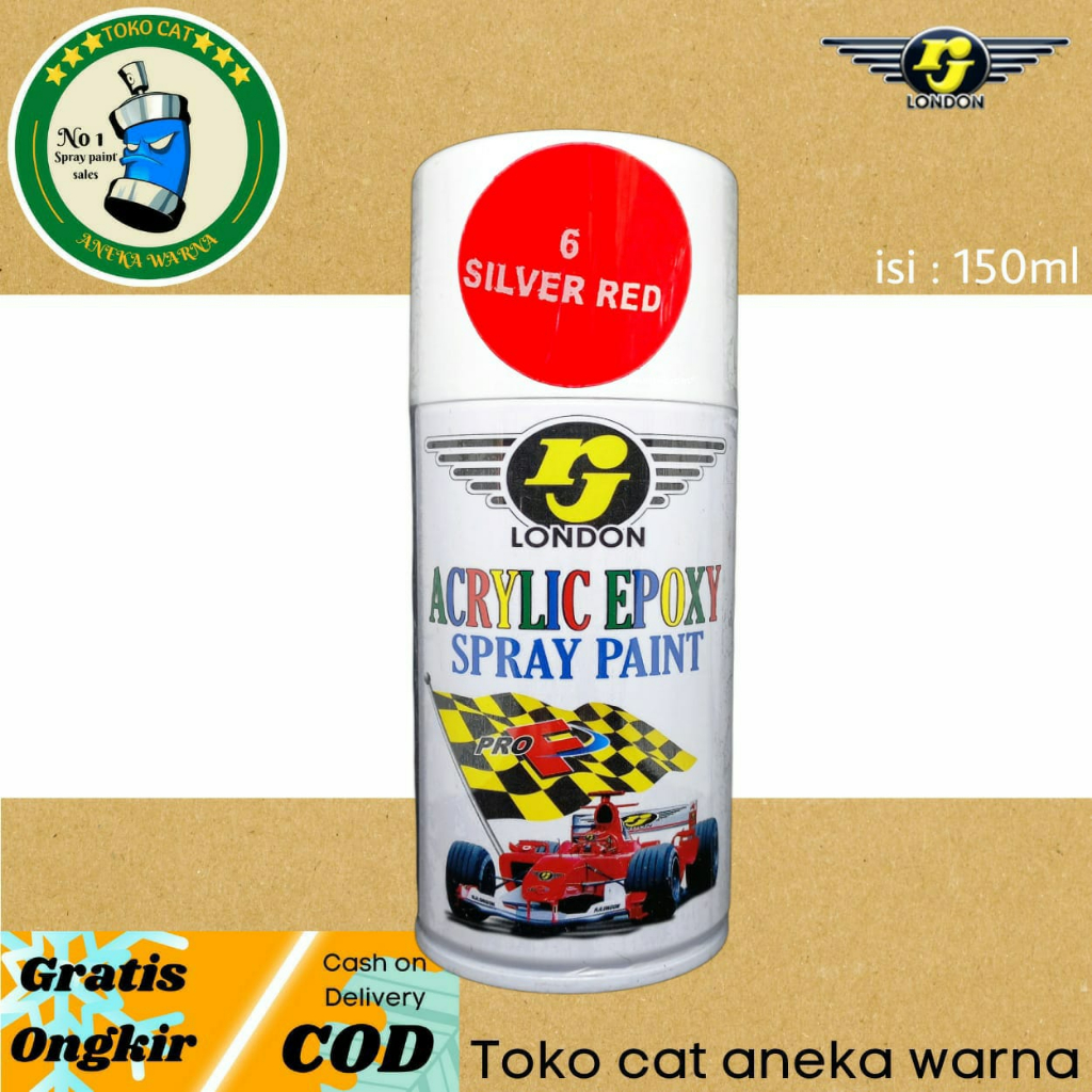 Jual cat semprot 150cc rj london silver red merah spray paint pilok ...