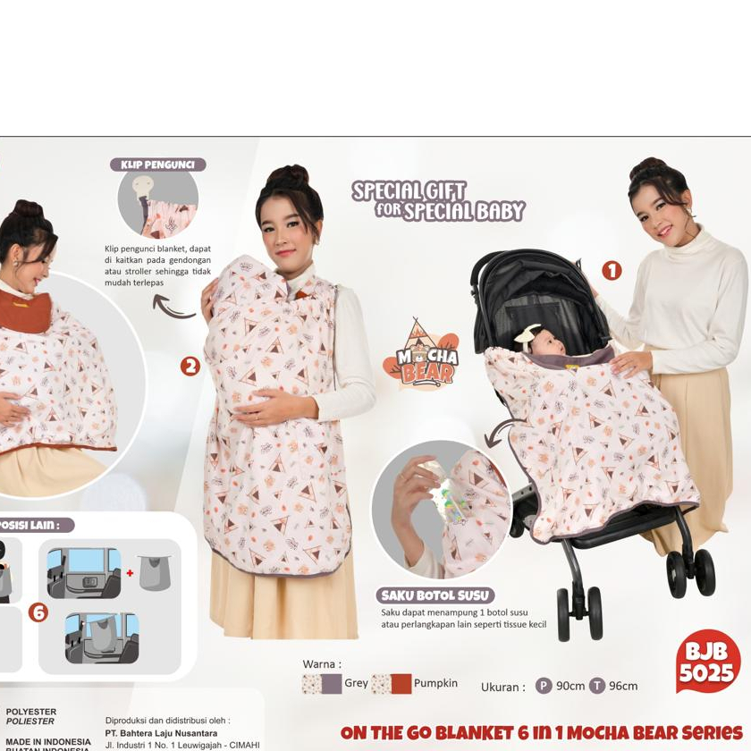 Jual Baby Joy On The Go Blanket 6In1 Mocha Bear Series | Shopee Indonesia
