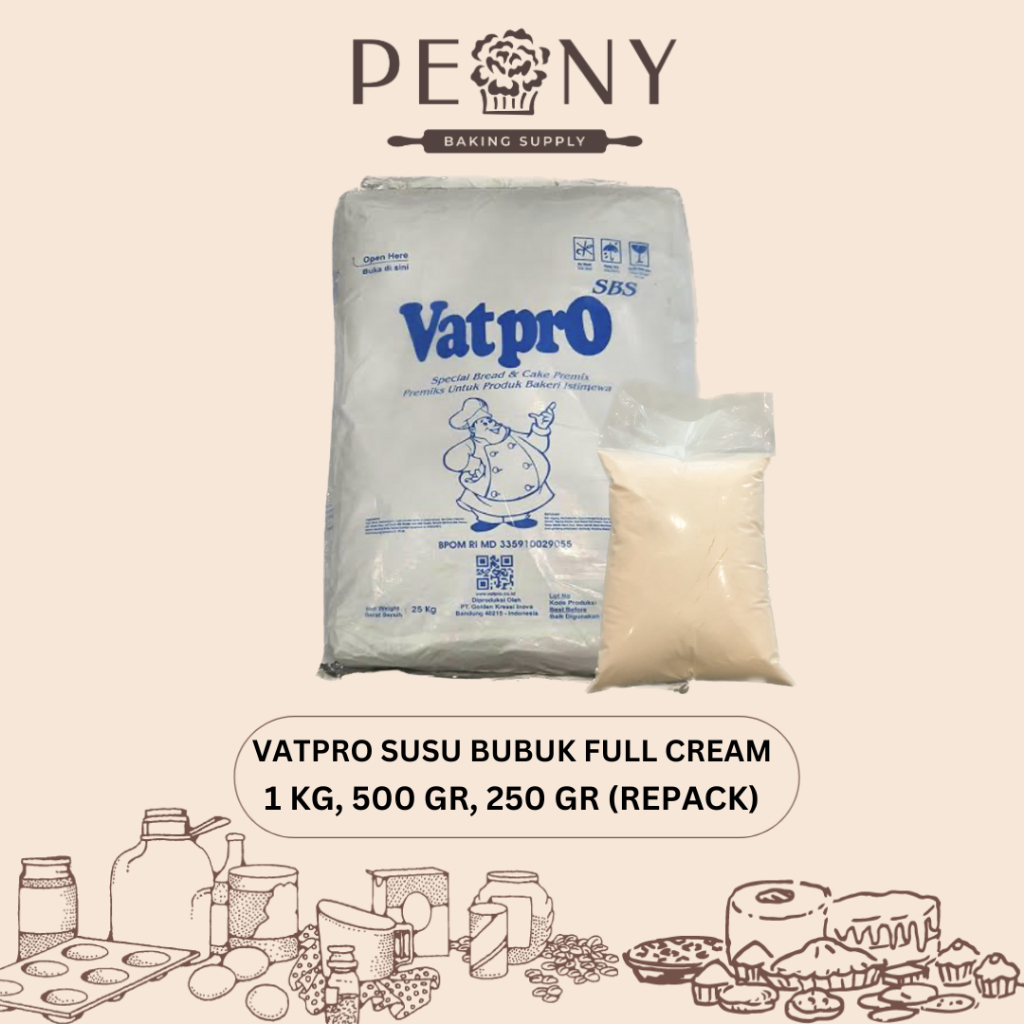 Jual VATPRO SUSU BUBUK FULL CREAM 1KG, 500 GR, 250 GR KEMASAN ECER ...