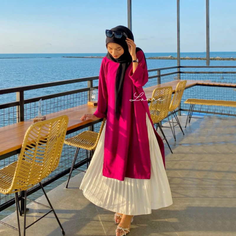 Jual Nuna Tunik High Slit Untuk Busui Dan Nonbusui Midi dress Jumbo ...