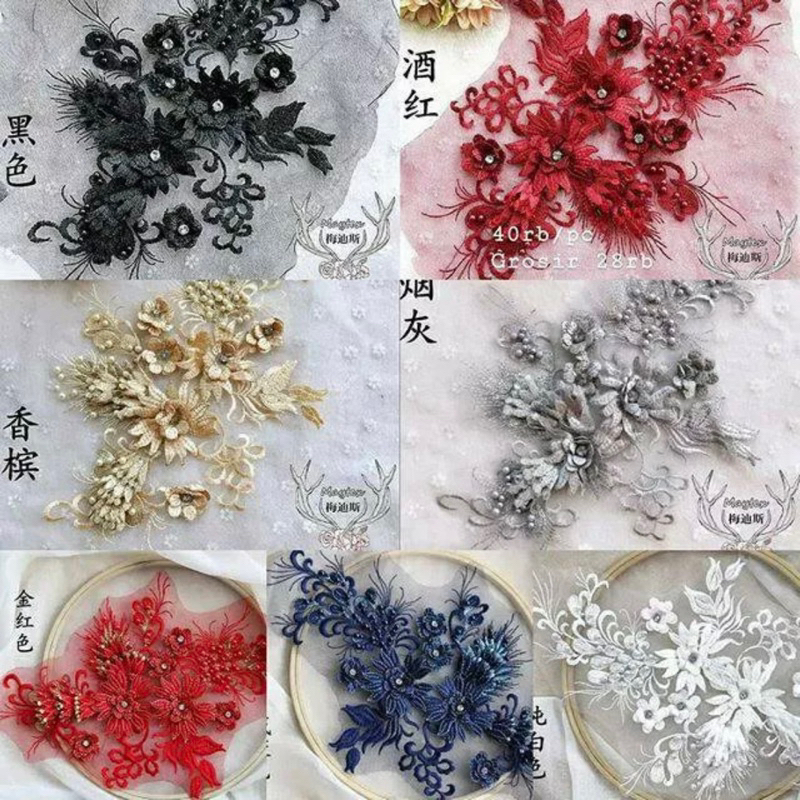 Jual Aplikasi Lace Bordir Bunga 3D Carnation | Shopee Indonesia