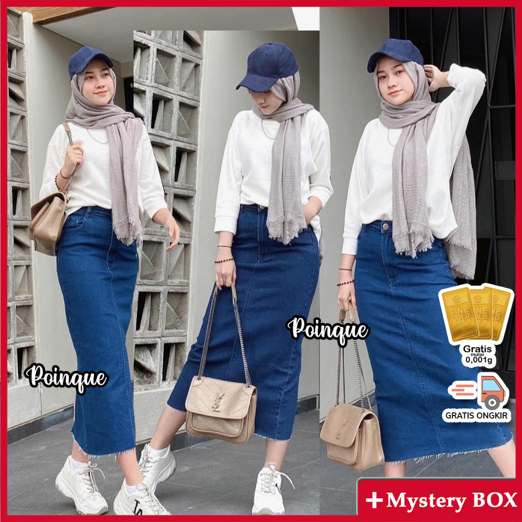 Jual Rok Jeans Wanita Model Span 79 Unfinish Kualitas Terbaik Premium ...