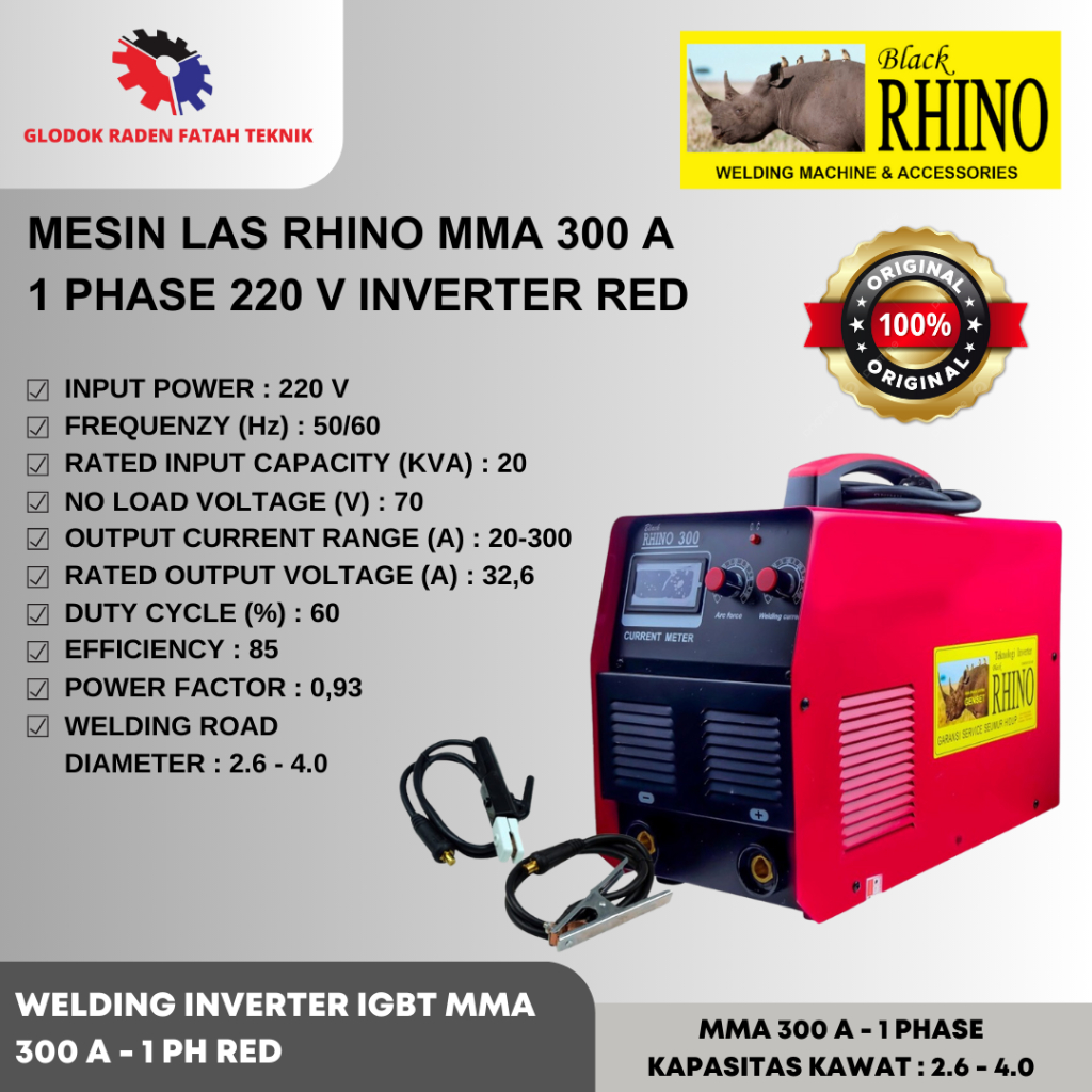 Jual RHINO Mesin Las Listrik / Travo Las Inverter MMA 300 A 220 V - 1 Phase RHINO | Shopee Indonesia