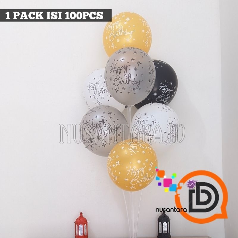 Jual Balon Latex HBD 1 PACK ISI 100 Pcs / Balon sablon HBD Balon latex ...
