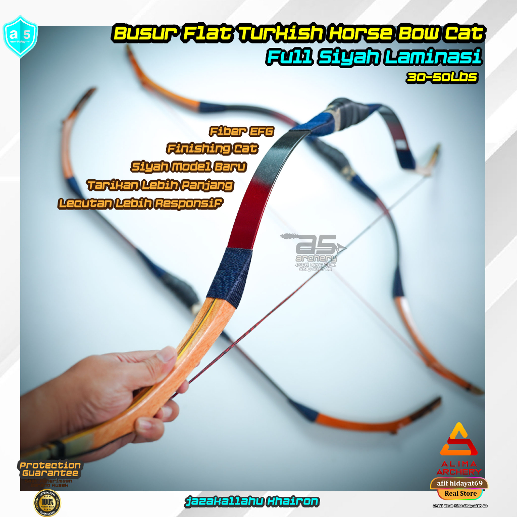 Jual Busur Flat Turkish Horse Bow Cat Full Laminasi Siyah 30-50Lbs ...