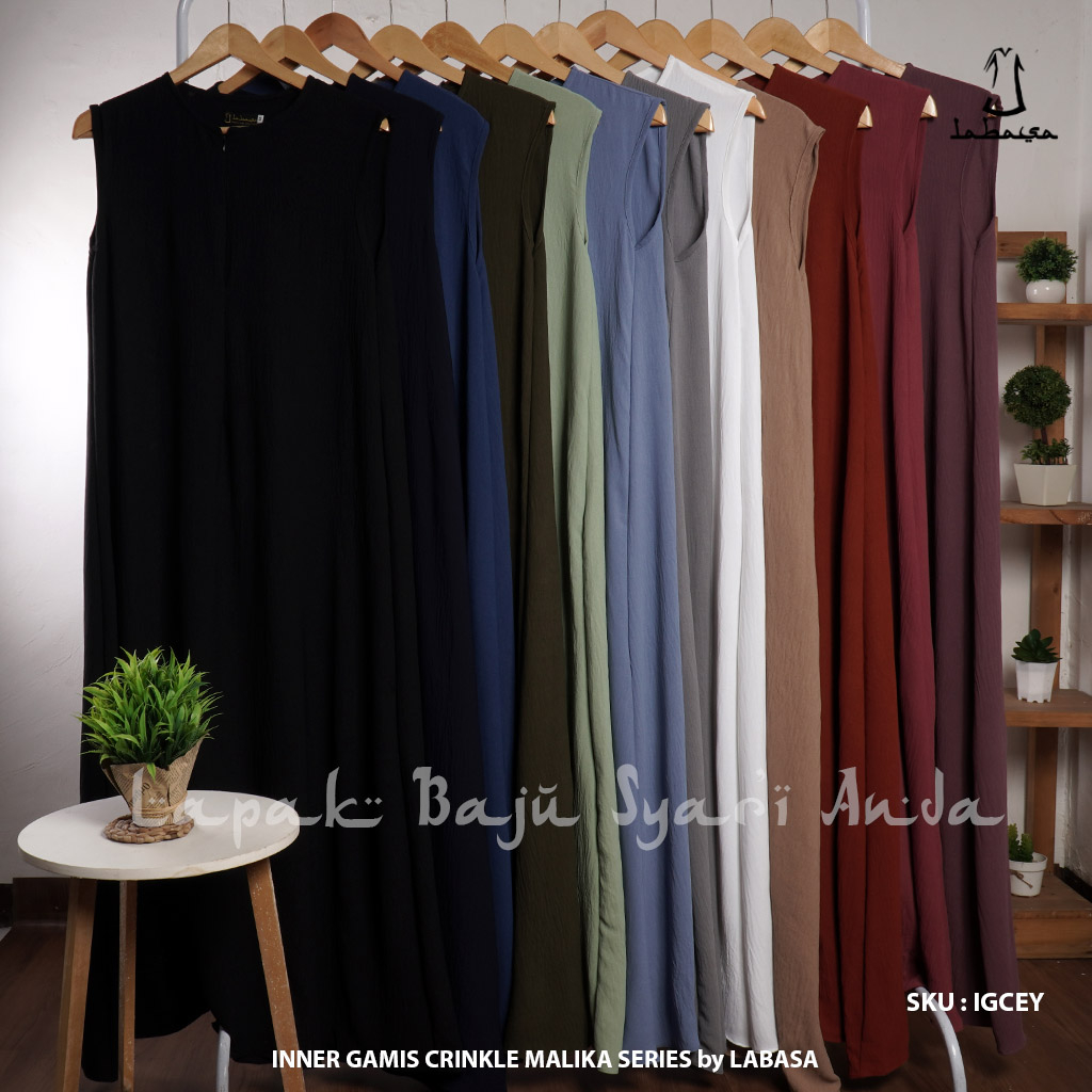 Jual Inner Gamis Tanpa Lengan Polos Crinkle Crinkel Kringkel Malika ...