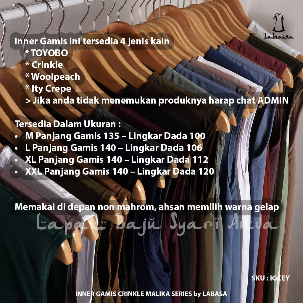 Jual Inner Gamis Tanpa Lengan Polos Toyobo Sarah Series | Inner Dress ...