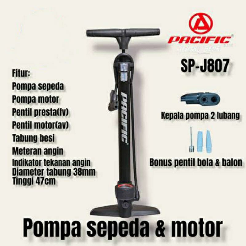 Jual Pompa Ban Sepeda dan Motor Pacific Dua Mata Dual Valve untuk Ban ...