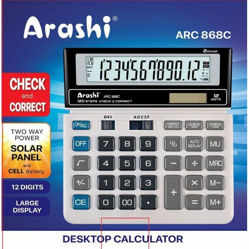 Jual Arashi Desktop Calculator ARC 868C Kalkulator 12 Digit Layar Besar ...