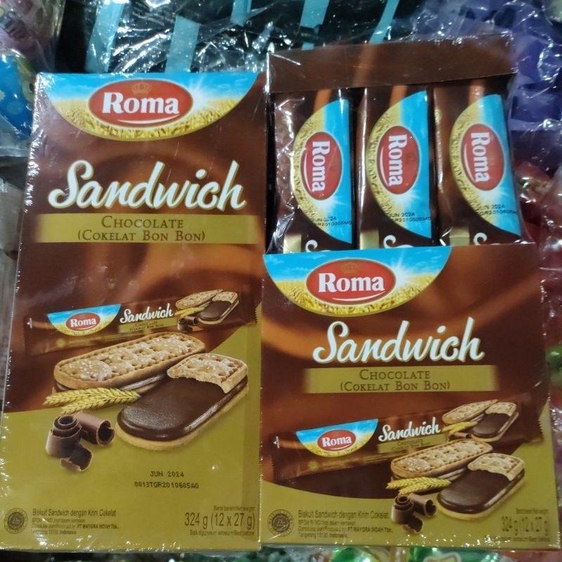 Jual roma sandwich chocolate cokelat bon bon biskuit dengan krim coklat ...