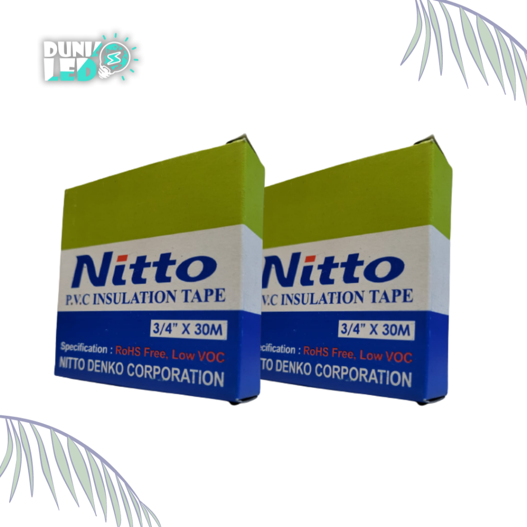 Jual ISOLASI NITTO LISTRIK ORIGINAL TAPE HITAM PVC KABEL NITO 3/4" 30m ...