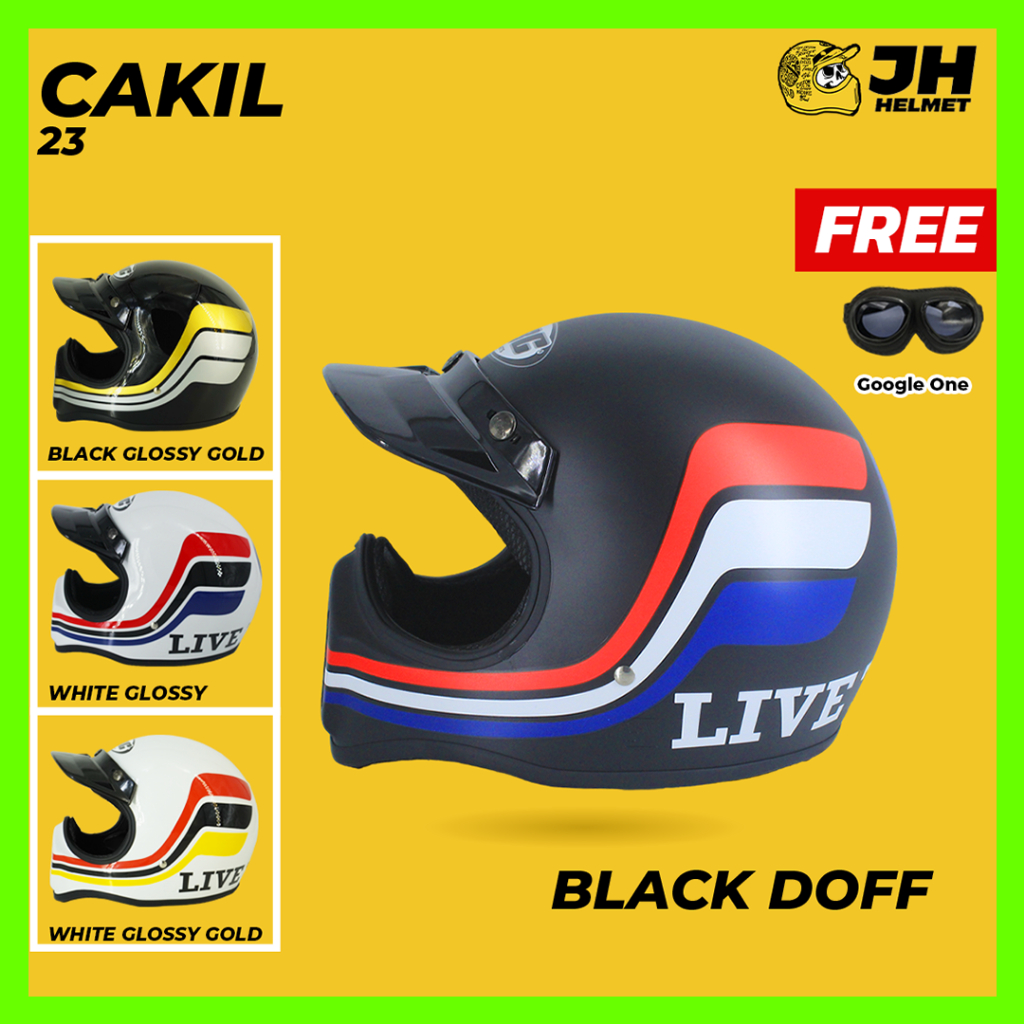 Jual Helm Cakil HBC 23 + FREE GOGGLE | Helm Retro | Full Face | Jual ...