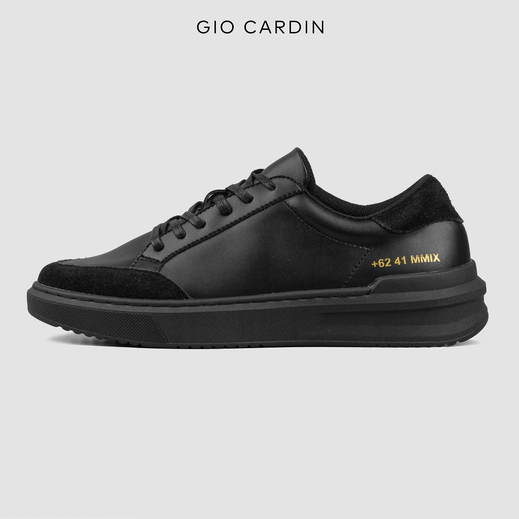 Jual GIO CARDIN - Sepatu Sneakers Pria LAS-33 Triple Black | Shopee Indonesia