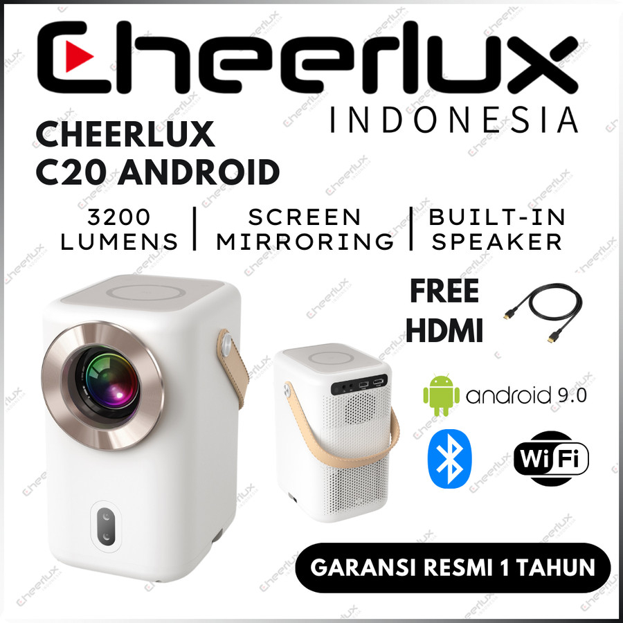 Jual Proyektor Android Wifi Bluetooth Cheerlux C20 3200 Lumens 1080P ...