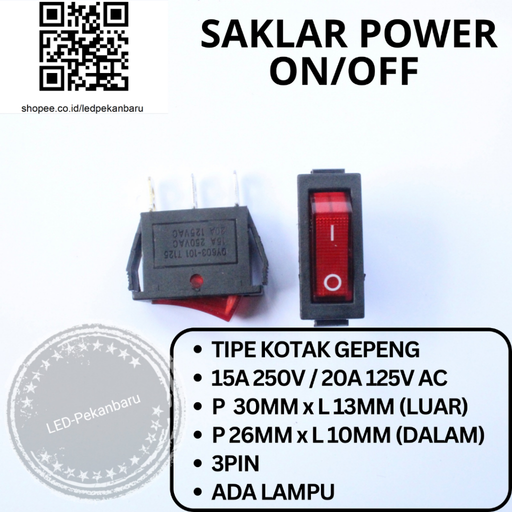 Jual SAKLAR LAMPU 3 PIN ON OFF SWITCH POWER TOMBOL 3PIN GEPENG TIPIS ...