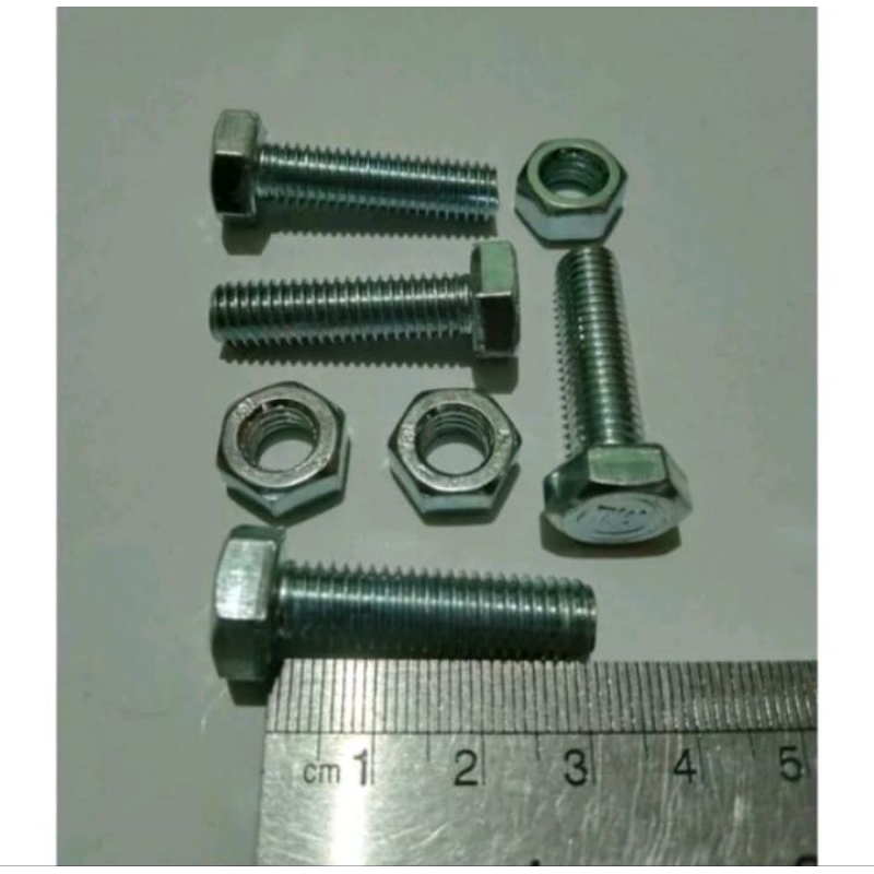 Jual BAUT + MUR PUTIH BMP M8 X 30 MM GALVANIS ( KUNCI 13 ) | Shopee Indonesia