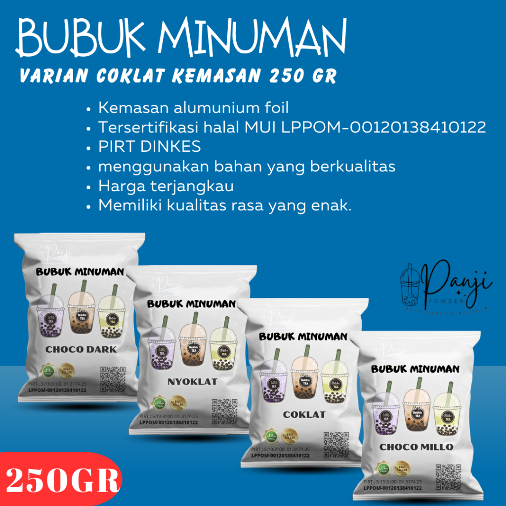 Jual bubuk minuman rasa coklat 250gr serbuk minuman aneka rasa coklat ...