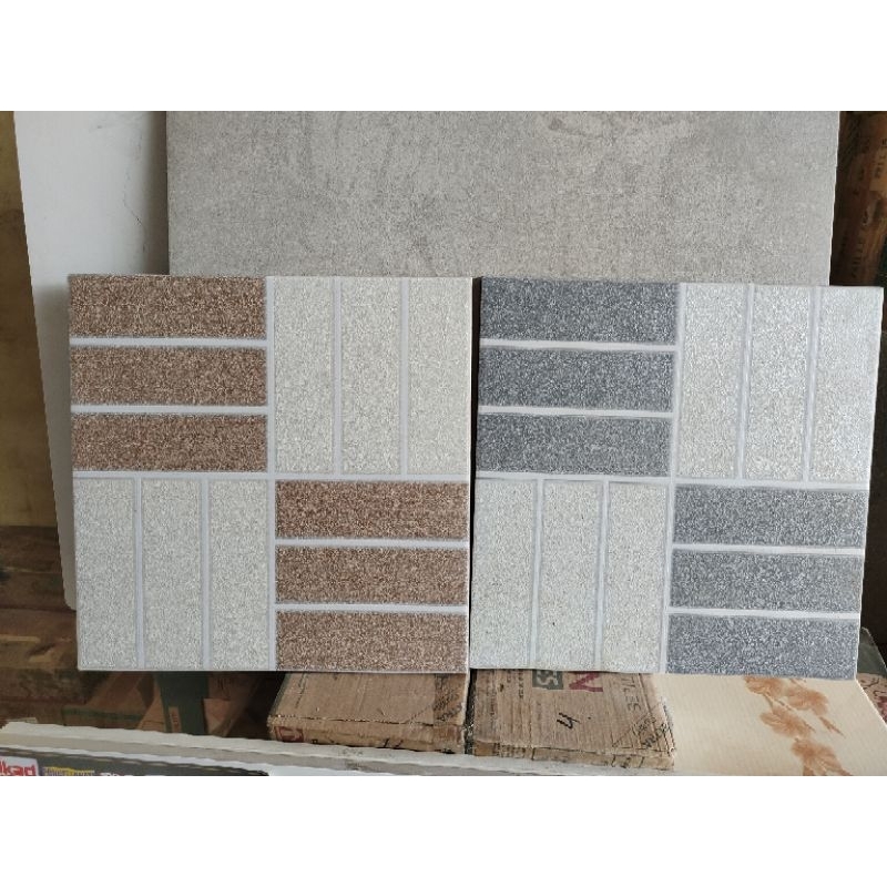 Jual Keramik 30x30 MATT KASAR COKLAT - ABU GARIS PUTIH | Shopee Indonesia