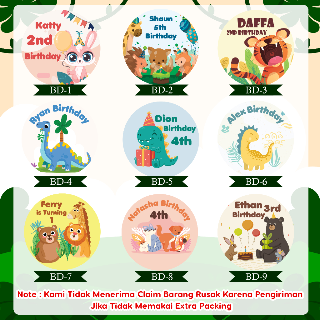 Jual Stiker Bulat Ulang Tahun Anak Label Custom | Print Sticker Custom ...