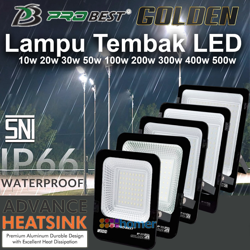 Jual PROBEST Golden Lampu LED sorot Lampu tembak LED ip66 SNI waterproof 500w 500watt 500 w 500 ...