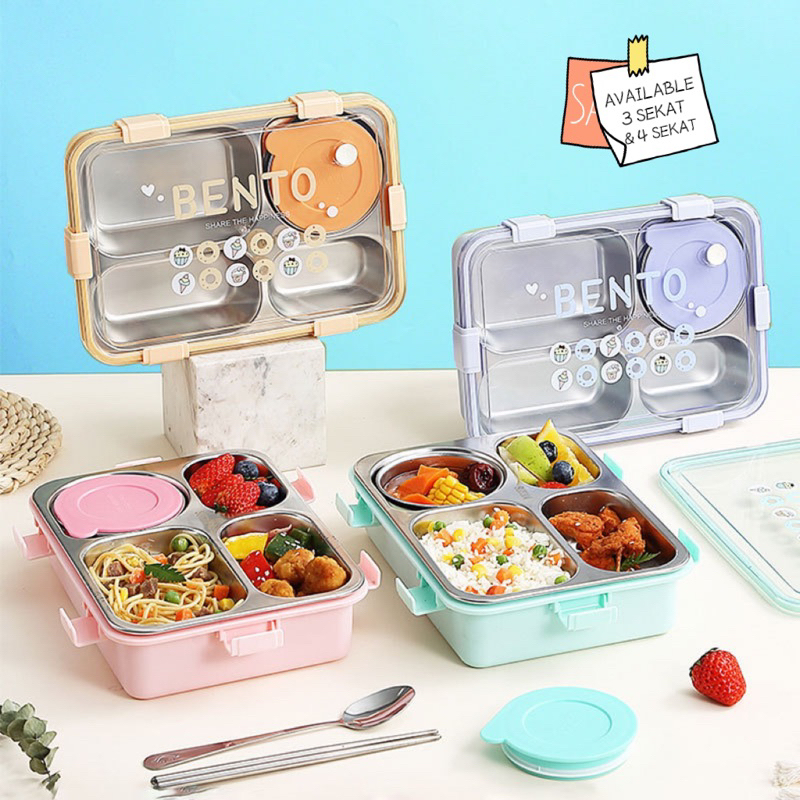 Jual Lunch Box Stainless Steel Sekat | Kotak Makan Anak Sekolah | Kotak Makan Catering Kerja ...