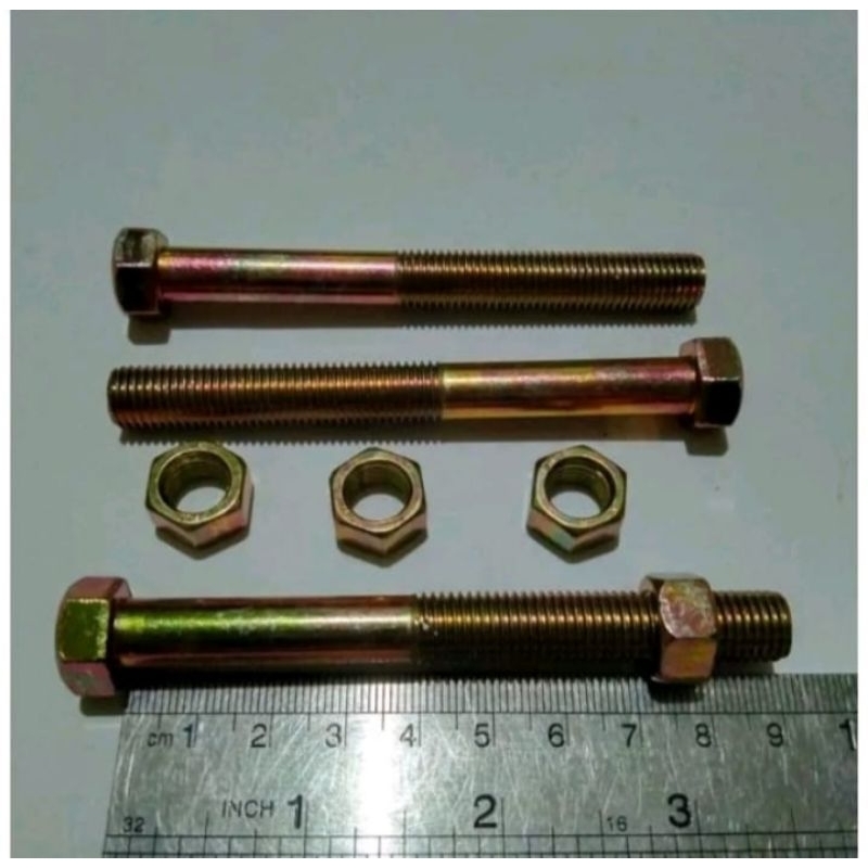 Jual BAUT + MUR KUNING BMK M10 X 90 MM ( KUNCI 14 ) | Shopee Indonesia