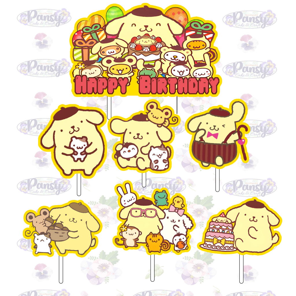 Jual Cake topper / Cupcake topper Pompompurin + banner Birthday ...