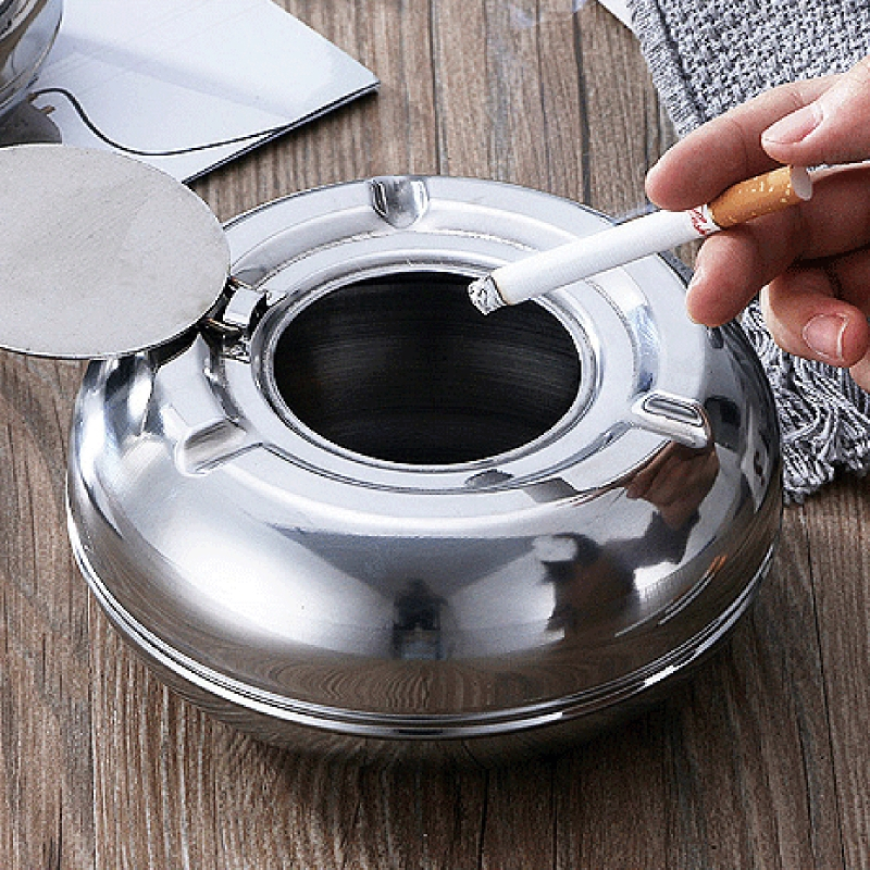 Jual Asbak Ashtray Stainless Steel with Lid - A7HH | Shopee Indonesia