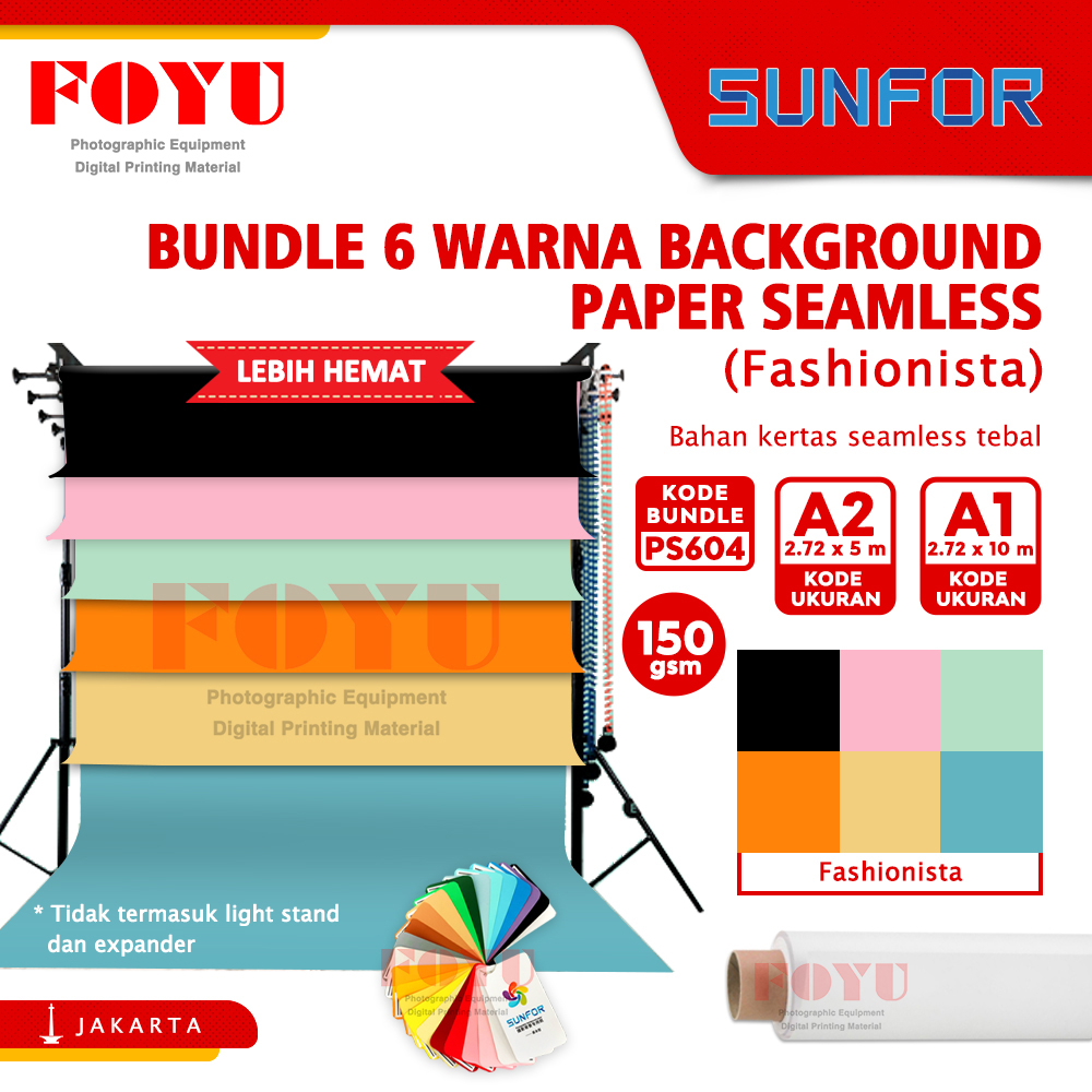Jual 6 Background Backdrop Studio Paper Kertas Polos Seamless Sunfor ...