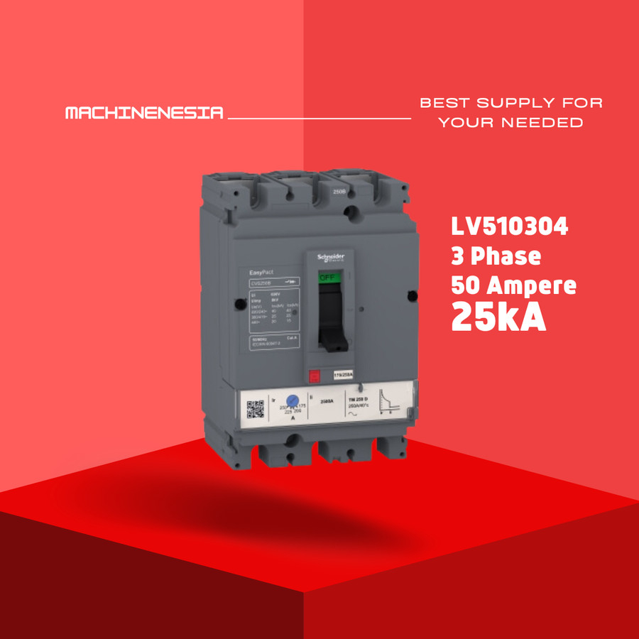 Jual MCCB 3 PHASE 50A SCHNEIDER CVS100B LV510304 3P 50 AMPERE 25kA ORIGINAL | Shopee Indonesia