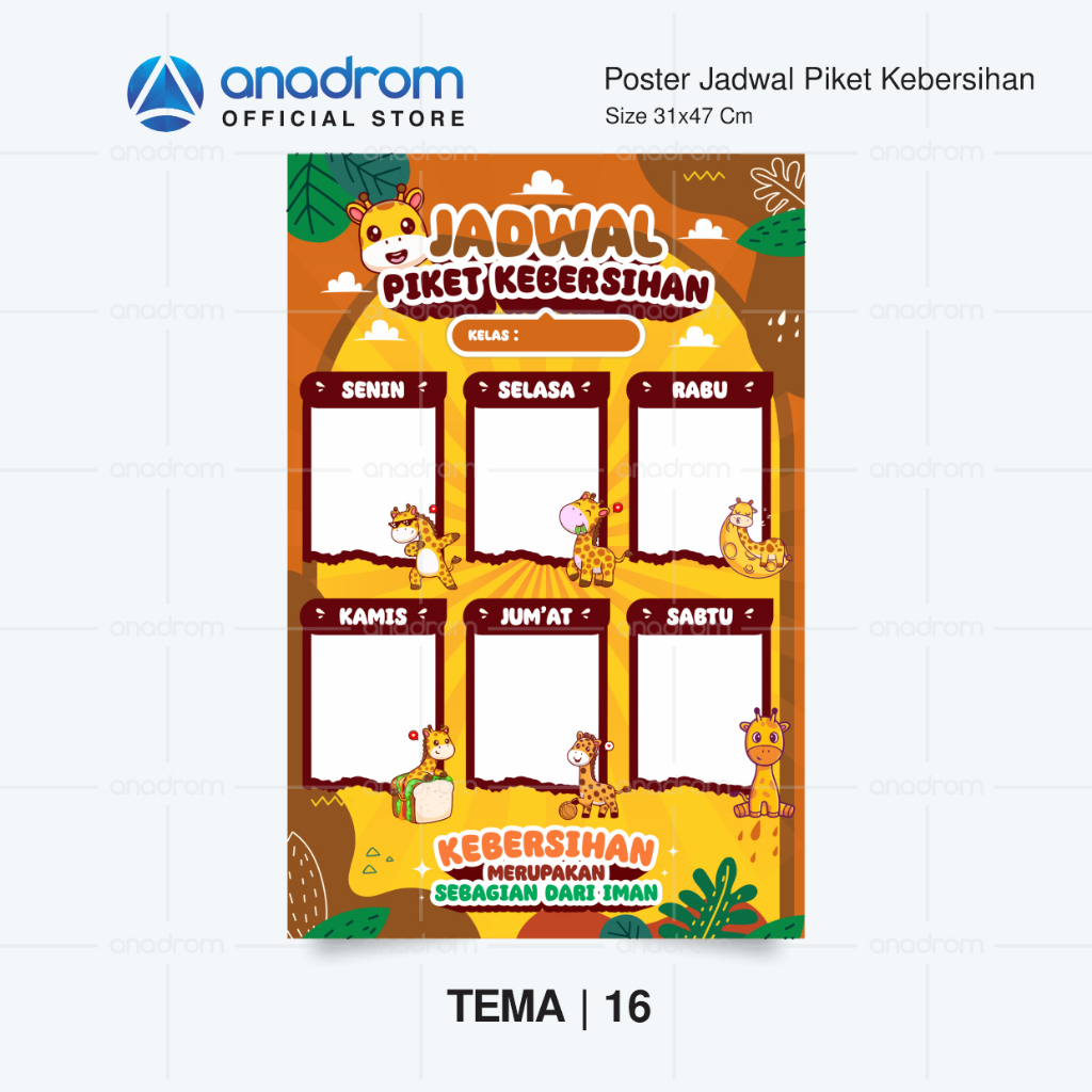 Jual Poster Jadwal Piket Kebersihan Kelas | Poster Piket Kelas | Poster ...