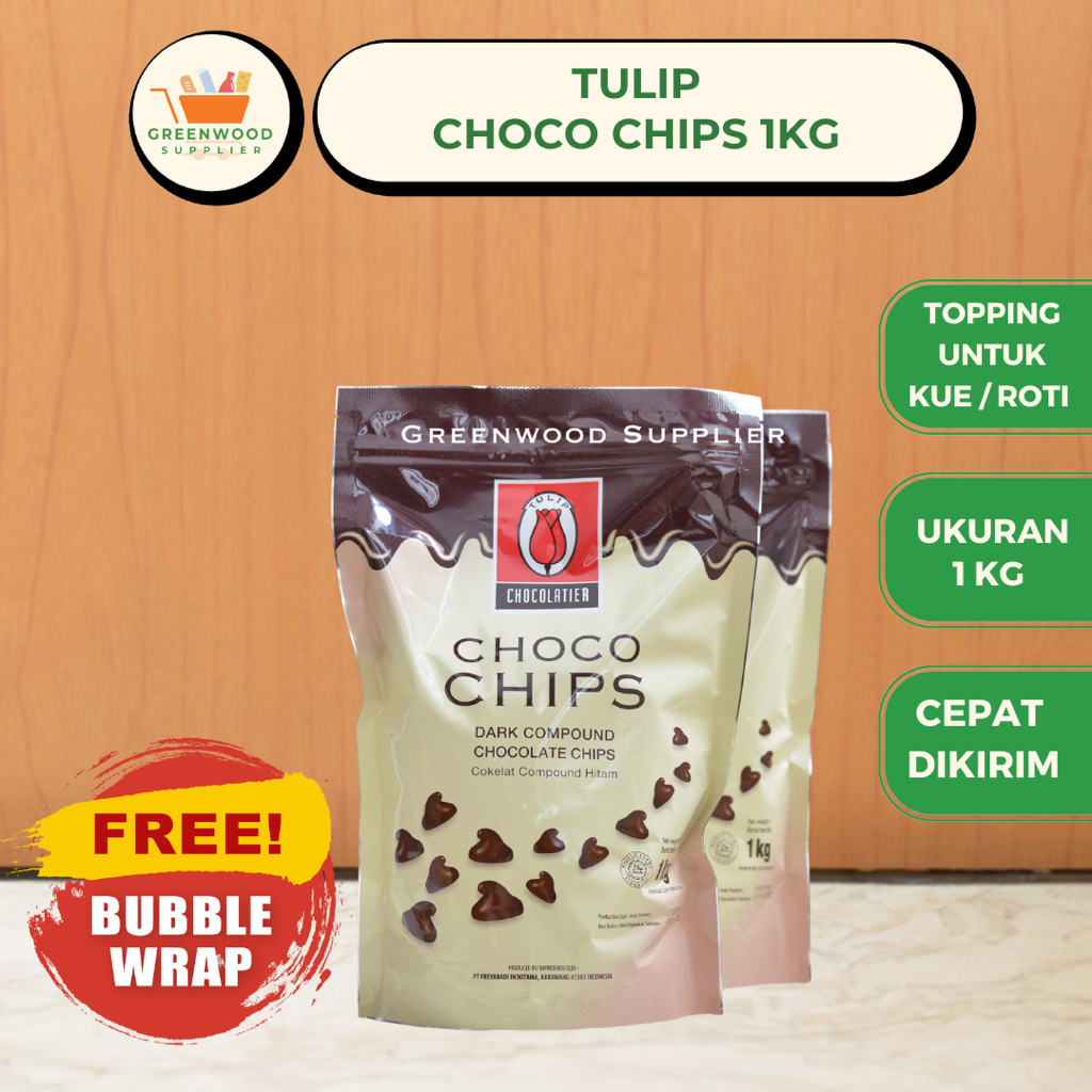 Jual Tulip Dark Compound Chocolate Chips / Tulip Choco Chips 1KG ...