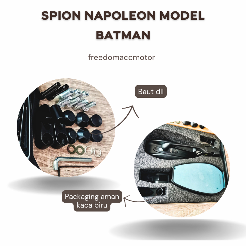 Jual Spion napoleon model batman rear full cnc polos hitam aksesoris ...