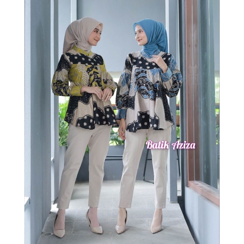 Jual Atasan Batik Wanita Modern Batik Kerja Wanita Blus Mega Mendung by ...