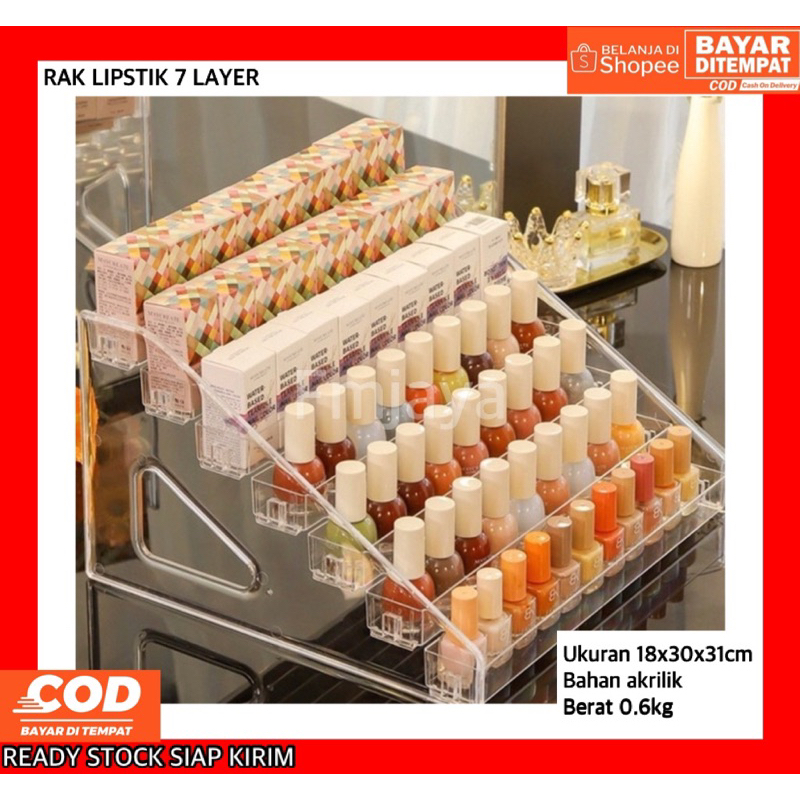 Jual RAK LIPSTIK 7 LAYER || RAk AKRILIK 7 TINGKAT || RAK KUTEK || RAK ...