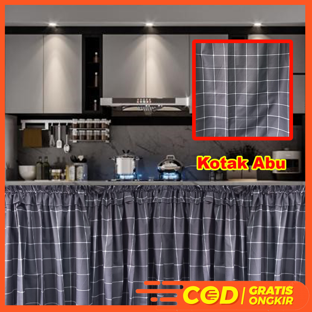 Jual Gorden Kolong Dapur Minimalis Aeshtetic Kotak Abu | Shopee Indonesia