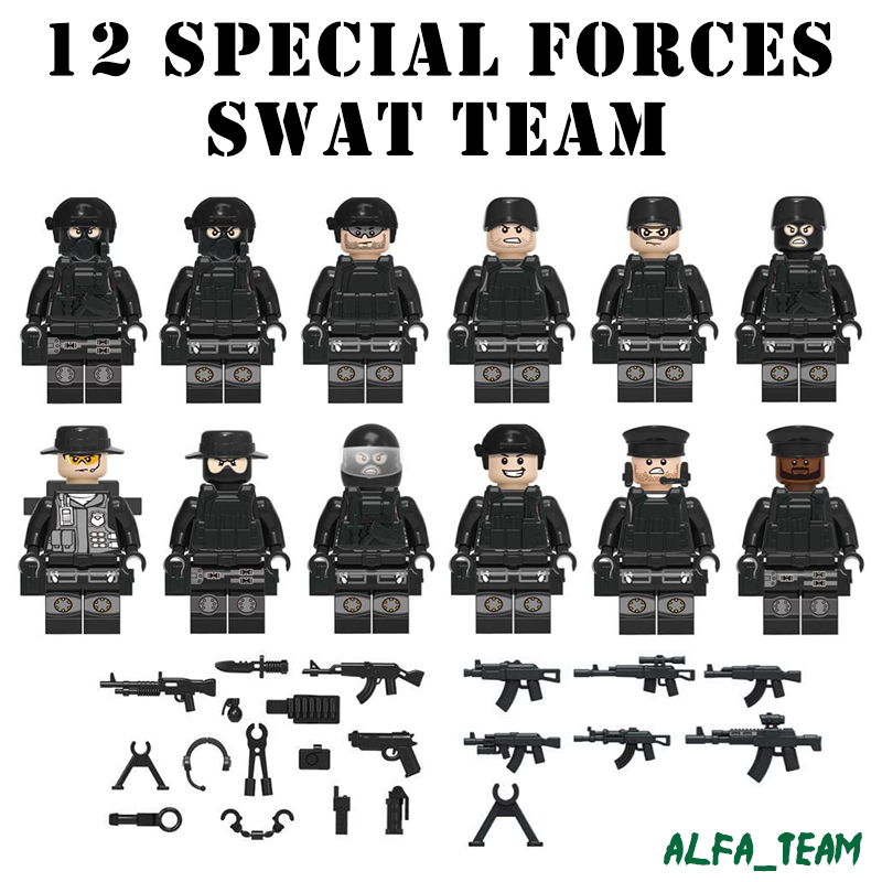 Jual Mainan balok Military Swat Team Guns Weapon Pack Building Blocks ...