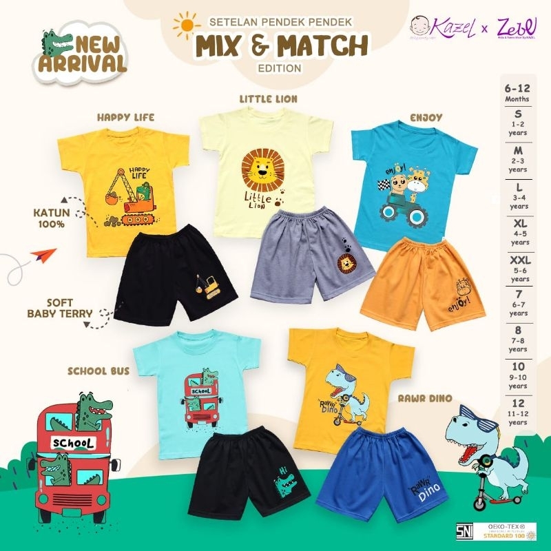 Jual Kazel x Zebe Setelan Pendek Mix & Match Seri (1 stel) | Shopee Indonesia