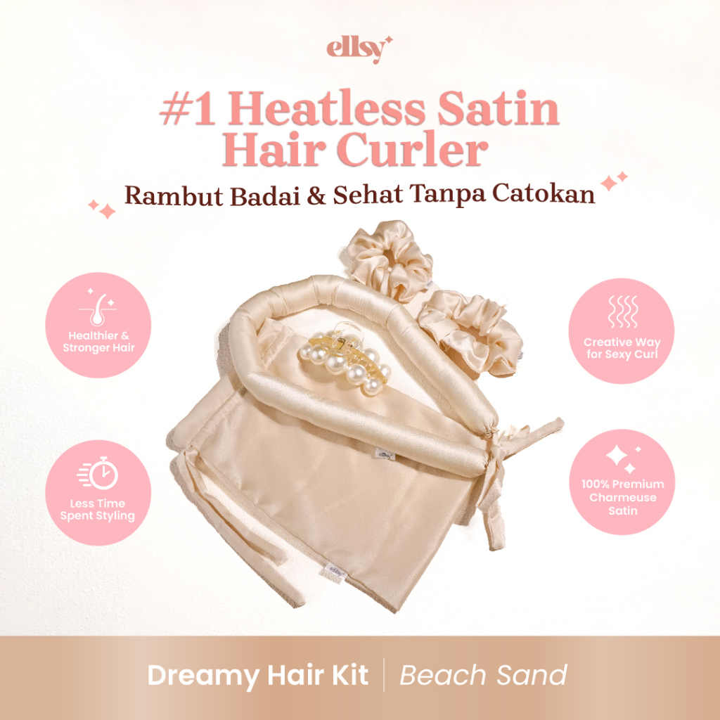 Jual Dreamy Hair Kit in Beach Sand [Heatless Satin Hair Curls ...